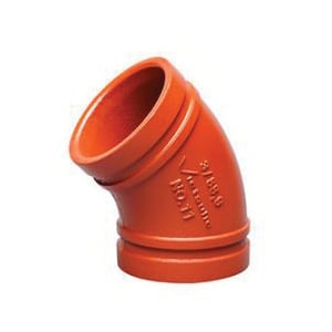 Victaulic® F080011P00 45 deg Elbow, 8 in, Grooved, Ductile Iron, Orange ...