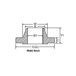 Weldbend® 120-060-000 Raised Face Weld Neck Flange, 6 in, Forged Carbon ...